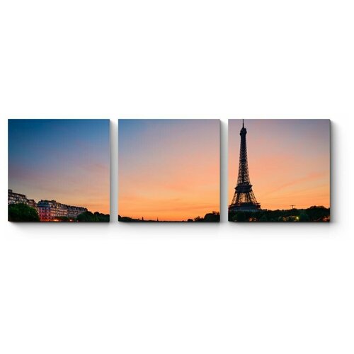 Модульная картина Эйфелева Башня на рассвете 210x70