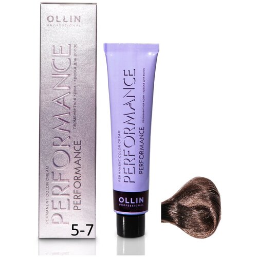 OLLIN Professional Performance перманентная крем-краска для волос, 5/7 светлый шатен коричневый, 60 мл