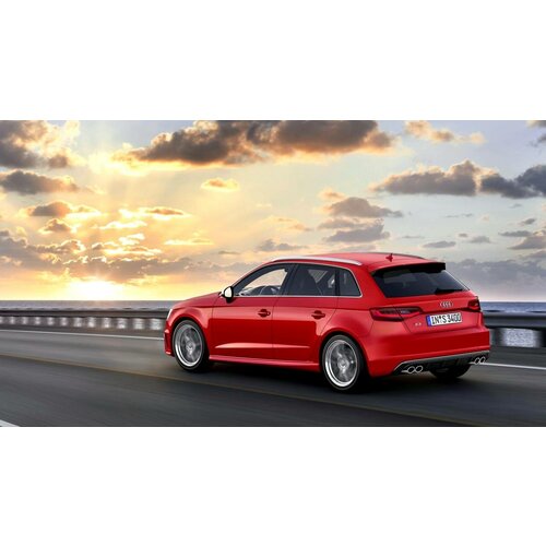Картина на холсте 60x110 LinxOne "Audi Sportback 2013 облака" интерьерная для дома / на стену / на кухню / с подрамником