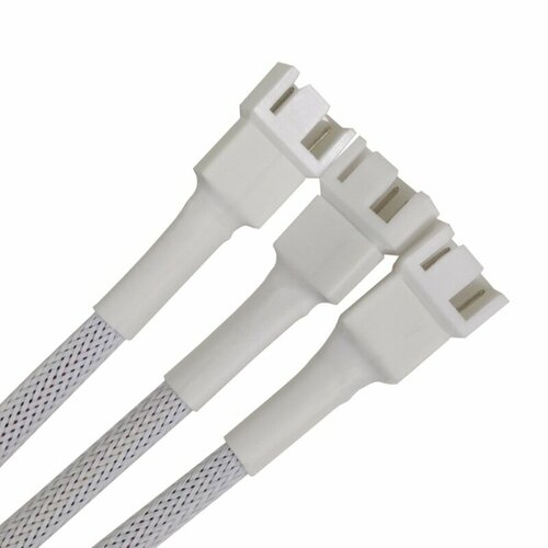 Кабель разветвитель на 3 кулера 4-pin PWM 27см в оплетке WHITE