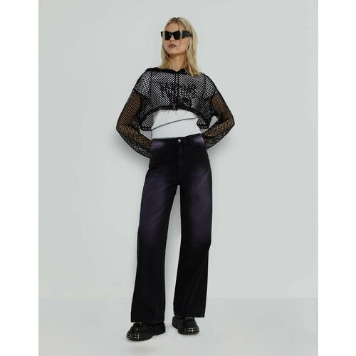 Джинсы  Gloria Jeans GJ COOL, размер 11-12л/152 (36), черный, фиолетовый
