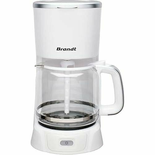Кофемашина Brandt CAF1318S с таймером, 1000 Вт, белый/серебристый