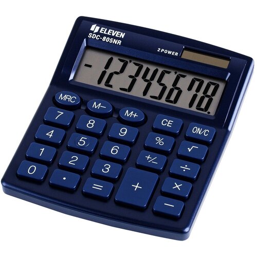 Калькулятор Eleven настольный, 8 разрядов, двойное питание, 127х105х21 мм, темно-синий (SDC-805NR-NV)