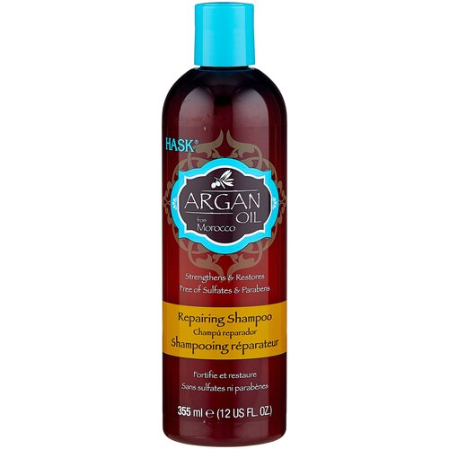 Hask шампунь для волос Argan Oil Repairing Strengthens & Restores восстанавливающий с аргановым маслом, 355 мл