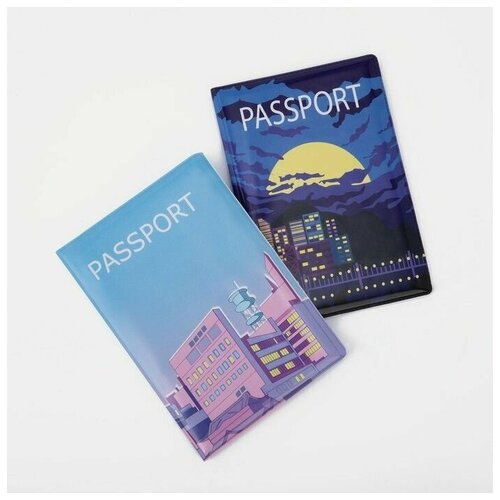 Обложка для паспорта , голубой, синий