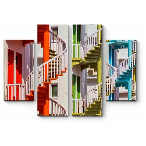 Модульная картина Яркие винтовые лестницы80x60