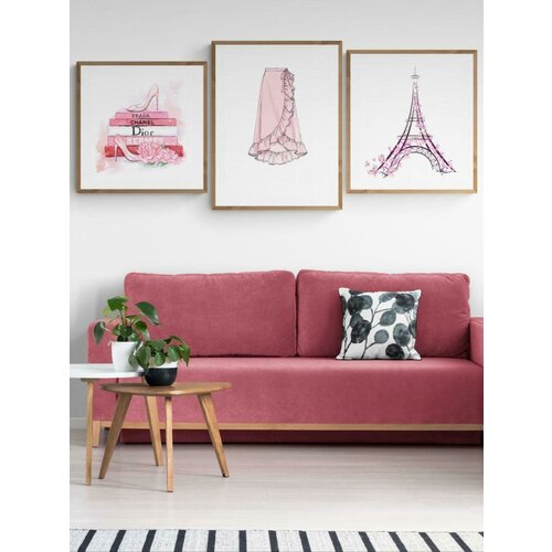 Набор из трех постеров Розовый в моде