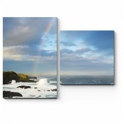 Модульная картина Морской пейзаж с радугой 120x90