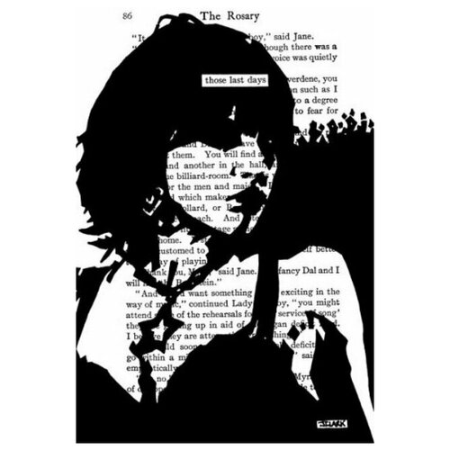 Плакат, постер на холсте черно-белая иллюстрация девушки. Размер 21 х 30 см