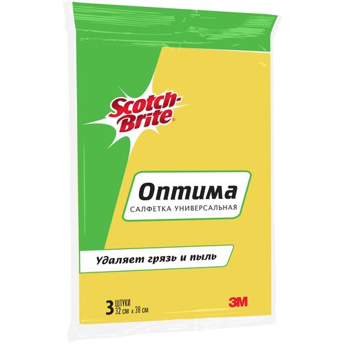 Набор универсальных салфеток Scotch-Brite "Оптима", желтый, 3 шт., 1 уп.