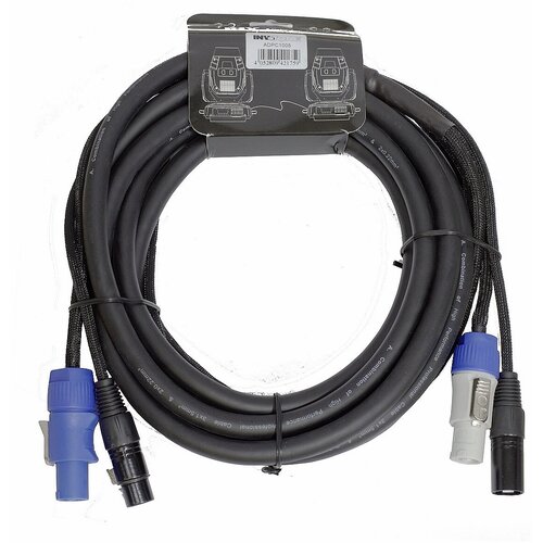 Invotone ADPC1005 кабель смежный 3х1.5мм & 2х0.22мм PowerCon in/out XLR DMX in/out 5 м