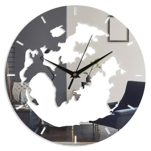 Часы-наклейка, серия: DIY, "Земля", d-29 см, 1 ААА, серебро