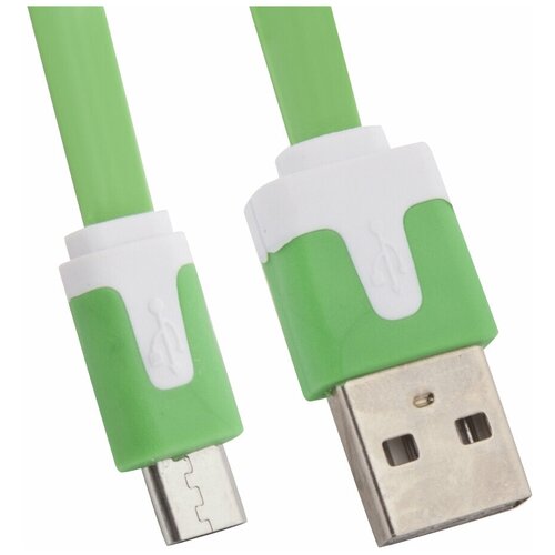 USB кабель "LP" Micro USB плоский узкий (зеленый/европакет)
