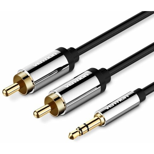 Кабель акустический Vention P550AC200-S Jack 3,5 mm M/2RCA M, 2 м, черный