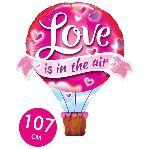 Воздушный шар фольгированный Riota на 14 февраля, Love Is in the Air, 107 см