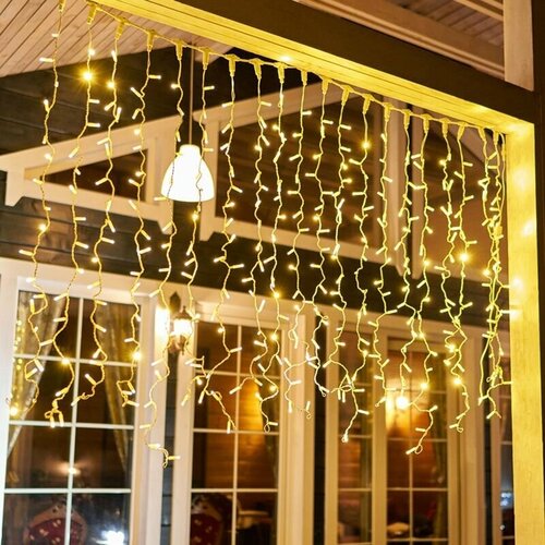 Гирлянда светодиодная Штора Занавес на окно уличная, 2х1,5м, 230 В, диоды теплый белый, новогодние товары подарки/ электрогирлянда, Neon-Night