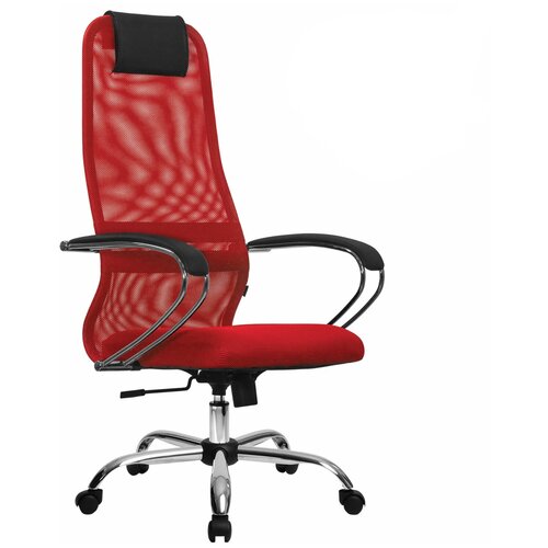 Компьютерное кресло METTA SU-BK-8 CH (SU-B-8 101/003) офисное, обивка: сетка/текстиль, цвет: красный