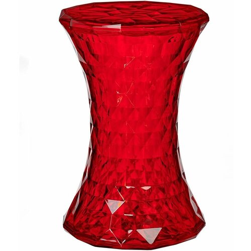 Стул-пуф в прихожую табурет прозрачный пластиковый Stone красный, декор для дома, столик, ваза