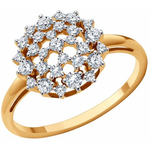 Кольцо Diamant, красное золото, 585 проба, фианит, размер 19.5