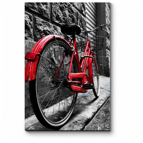 Модульная картина Красный велосипед на мощенной улице 100x150