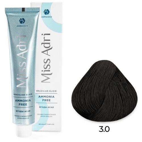 ADRICOCO Miss Adri Brazilian Elixir Ammonia free крем-краска для волос, 3.0 темный коричневый, 100 мл