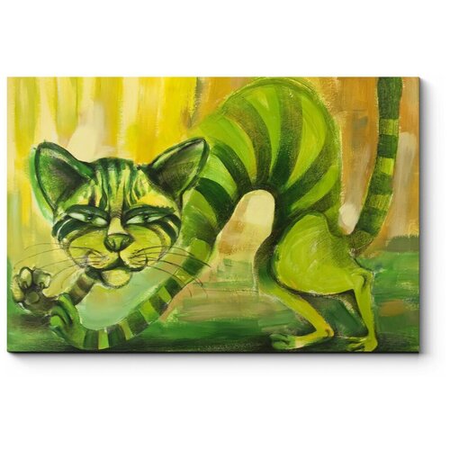 Модульная картина Зеленый полосатый кот 70x47