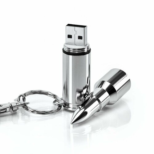 USB флешка, USB flash-накопитель, Флешка Пуля, 64 ГБ, серебряная, арт. F42 5шт