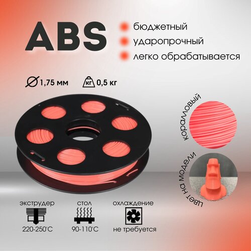 Коралловый ABS пластик Bestfilament для 3D-принтеров 0,5 кг (1,75 мм)