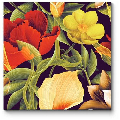 Модульная картина Необычные тропические цветы 30x30