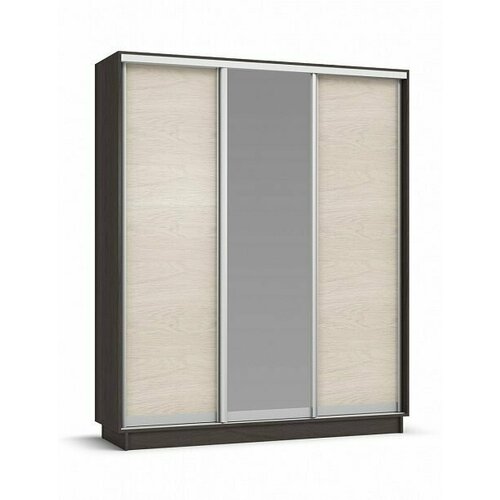 Шкаф-купе для одежды с зеркалом РИМ-180, 3-дверный, цвет венге/дуб, 177x60x224 см