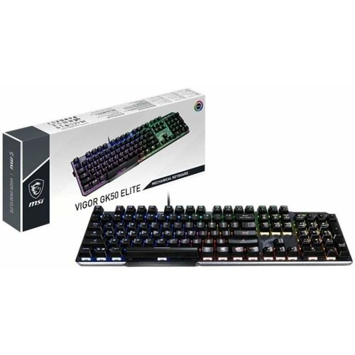 Игровая клавиатура MSI Vigor GK50 Elite Kailh Blue, черный, английская/русская (ANSI), 1 шт.