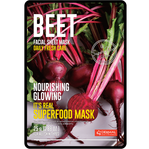 DERMAL Маска для лица тканевая свекла It's Real Superfood Mask BEET, 25 мл