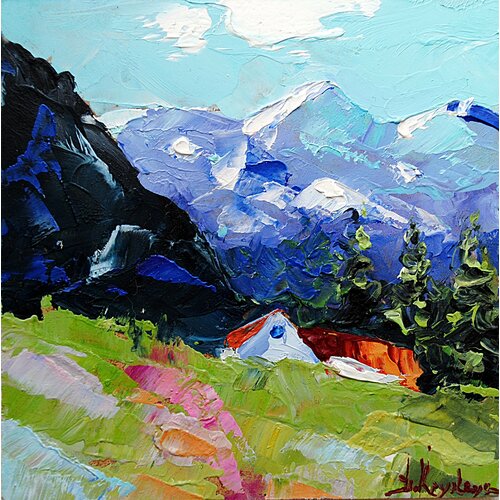Картина маслом горы. Картина с горами. Горный пейзаж. Авторская картина.
