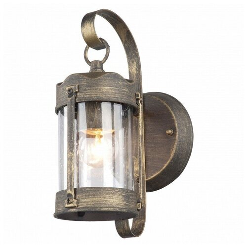 Favourite Уличный настенный светильник Faro 1497-1W, E27, 60 Вт, цвет арматуры: коричневый, цвет плафона бесцветный
