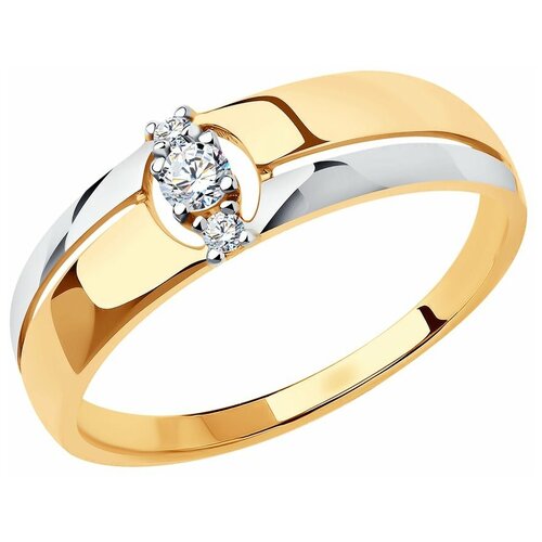 Кольцо Diamant, красное золото, 585 проба, фианит, размер 18