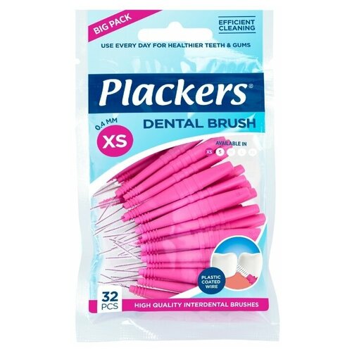 Зубной ершик Plackers Dental 0,4 мм, розовый, 32 шт., диаметр щетинок 1.8 мм