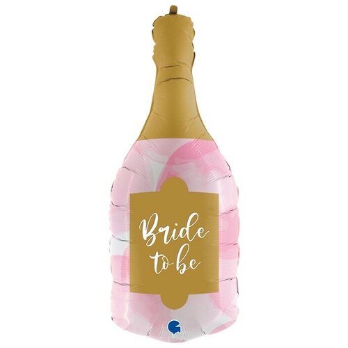 Шар (36'/91 см) Фигура, Бутылка, Свадебное Шампанское, Розовый, 1 шт.