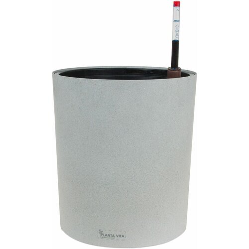 Кашпо PLANTA VITA "Cylinder Stone grey" с автополивом (пластик), D32xH36 см