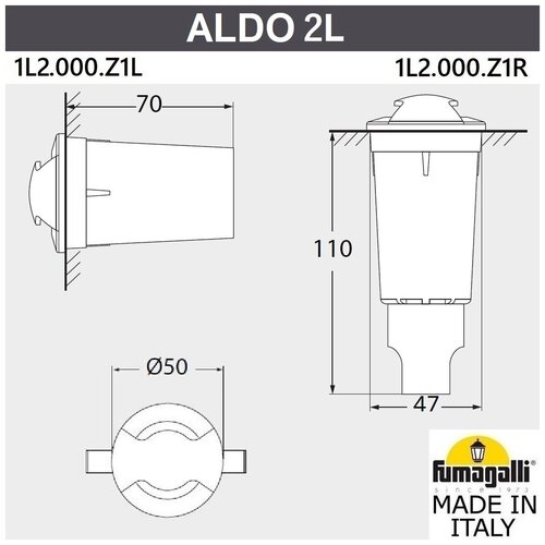 Грунтовый светильник FUMAGALLI ALDO 2L 1L2.000.000. AXZ1L