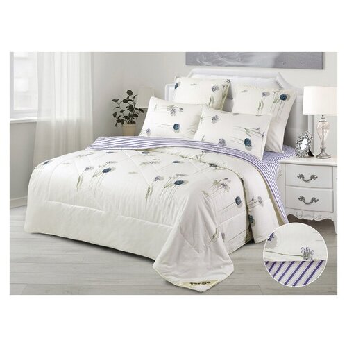 Комплект постельного белья Tango Primavera W100-33 сатин, 1.5-спальное, твил, белый/синий