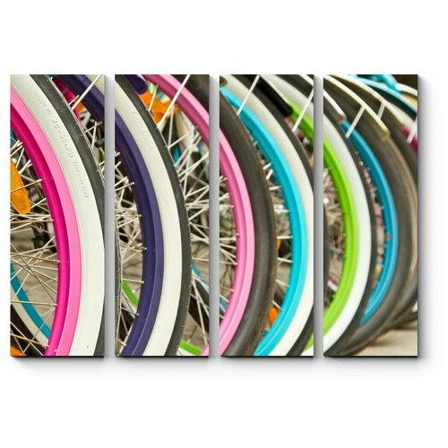 Модульная картина Яркие колеса велосипедов80x60