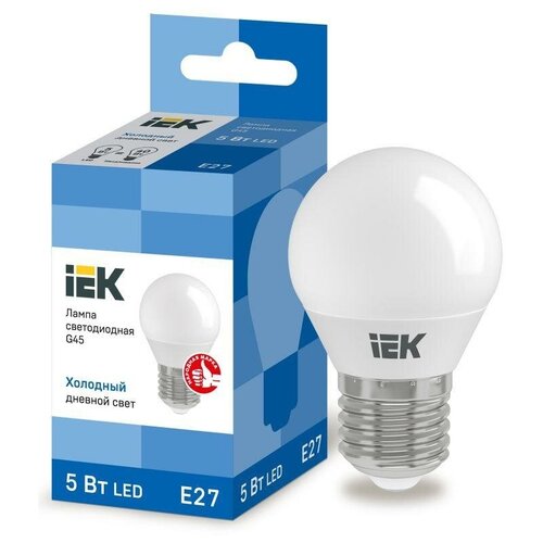 Лампа светодиодная ECO G45 5Вт шар 6500К E27 230В IEK LLE-G45-5-230-65-E27 (упаковка 5 шт)