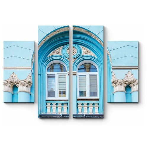Модульная картина Голубой фасад с лепниной120x90