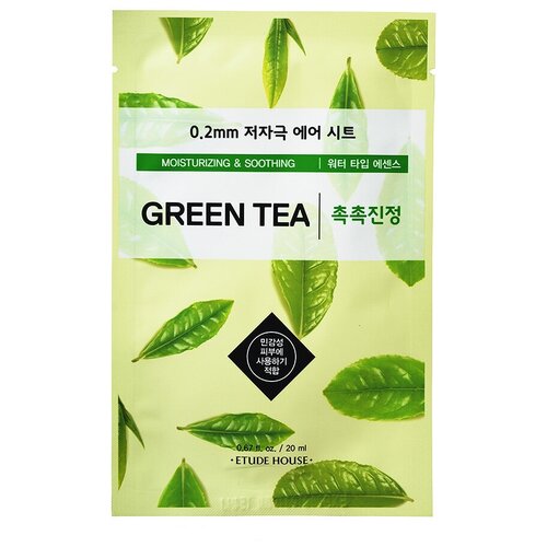 Etude тканевая маска 0.2 Therapy Air Mask Green Tea с экстрактом зелёного чая, 20 г, 20 мл