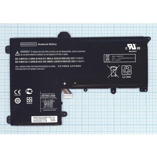 Аккумулятор MA02XL для ноутбука HP Slatebook 10 7.4V 25Wh (3370mAh) черный