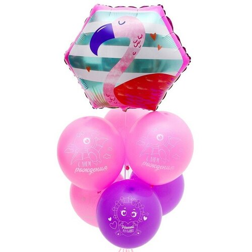 Букет из воздушных шаров «Нашей малышке», неон, латекс, фольга, набор 7 шт.