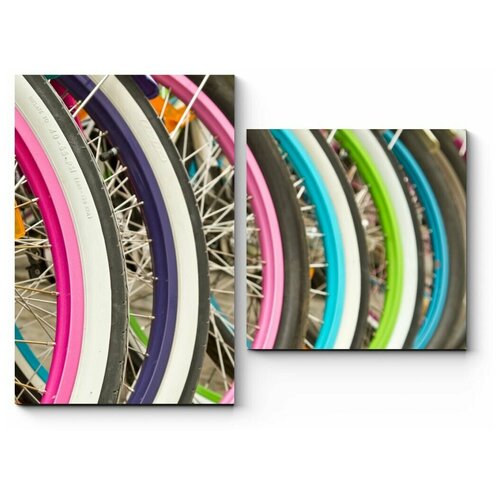 Модульная картина Яркие колеса велосипедов130x98