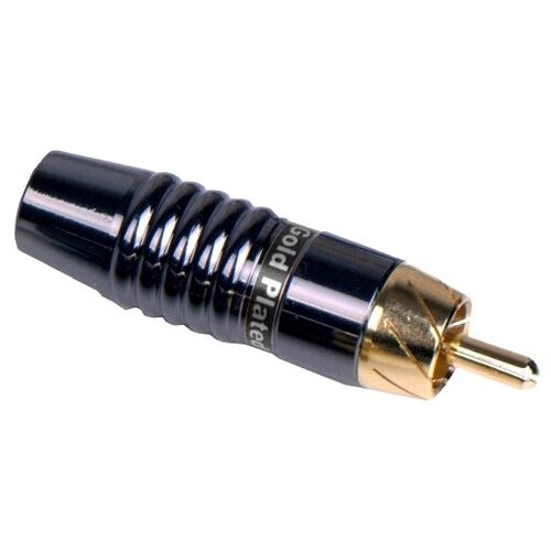 INVOTONE RCA500M/BK кабельный разъем RCA (тюльпан), папа, позолоченый, металл, черная маркировка
