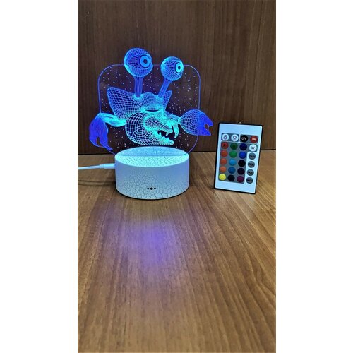 3D Светильник с пультом " Рак " №89