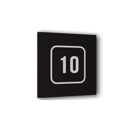 Табличка "10", Матовая линейка, цвет Черный, 10 см х 10 см